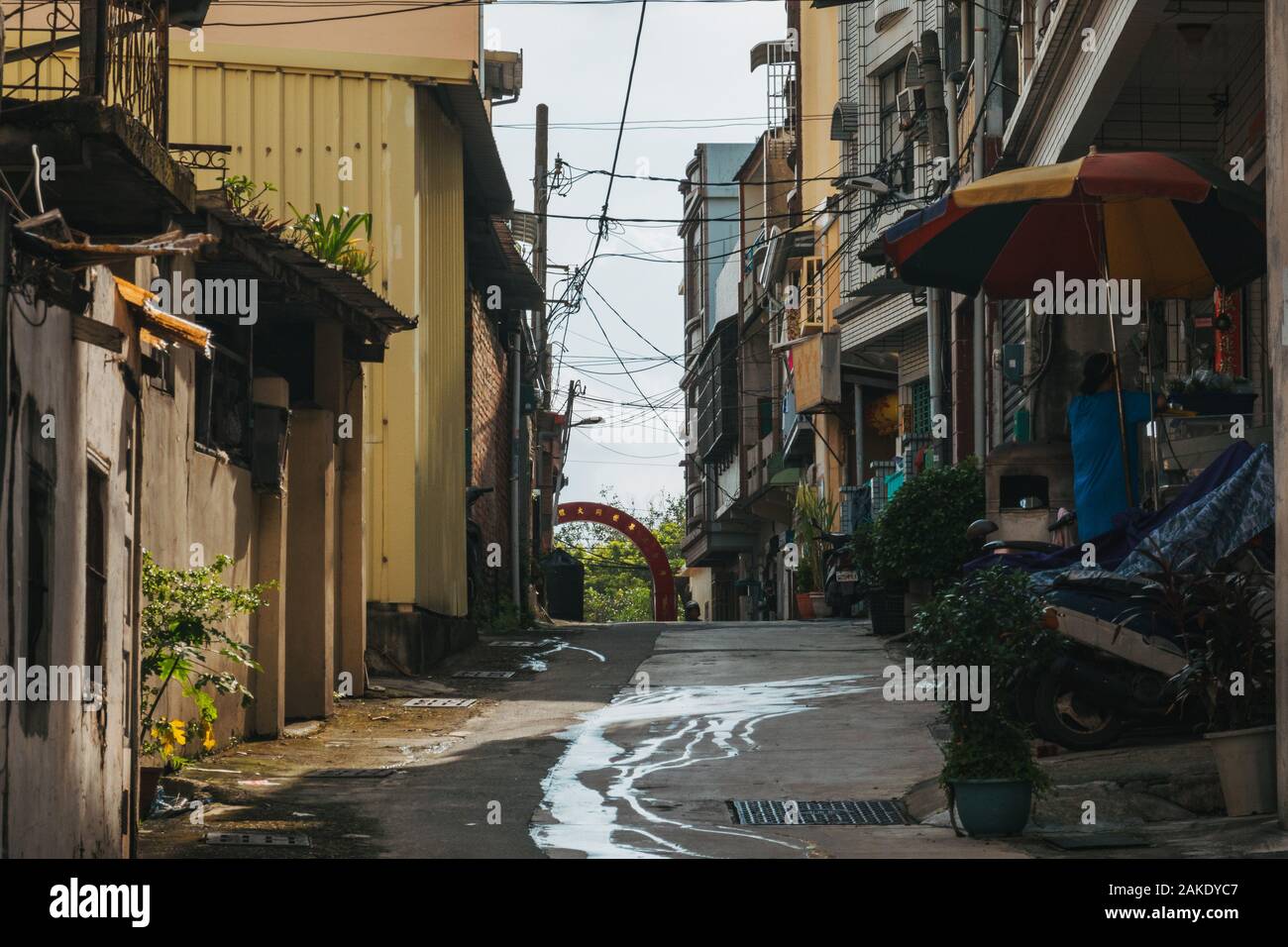 A residential alleyway on the island on Cijin, Kaohsiung, Taiwan Stock ...