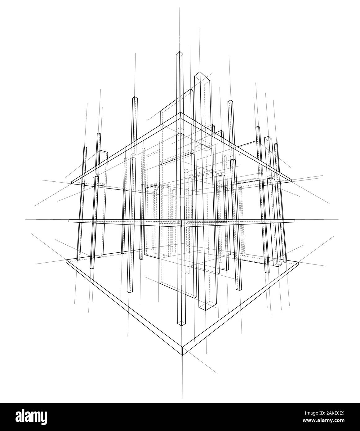 Drawing or sketch of a house under construction. Construction site ...