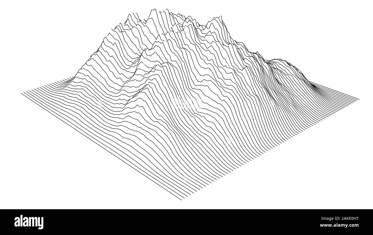 Curve lines in the shape of a part of a mountain range. Vector ...