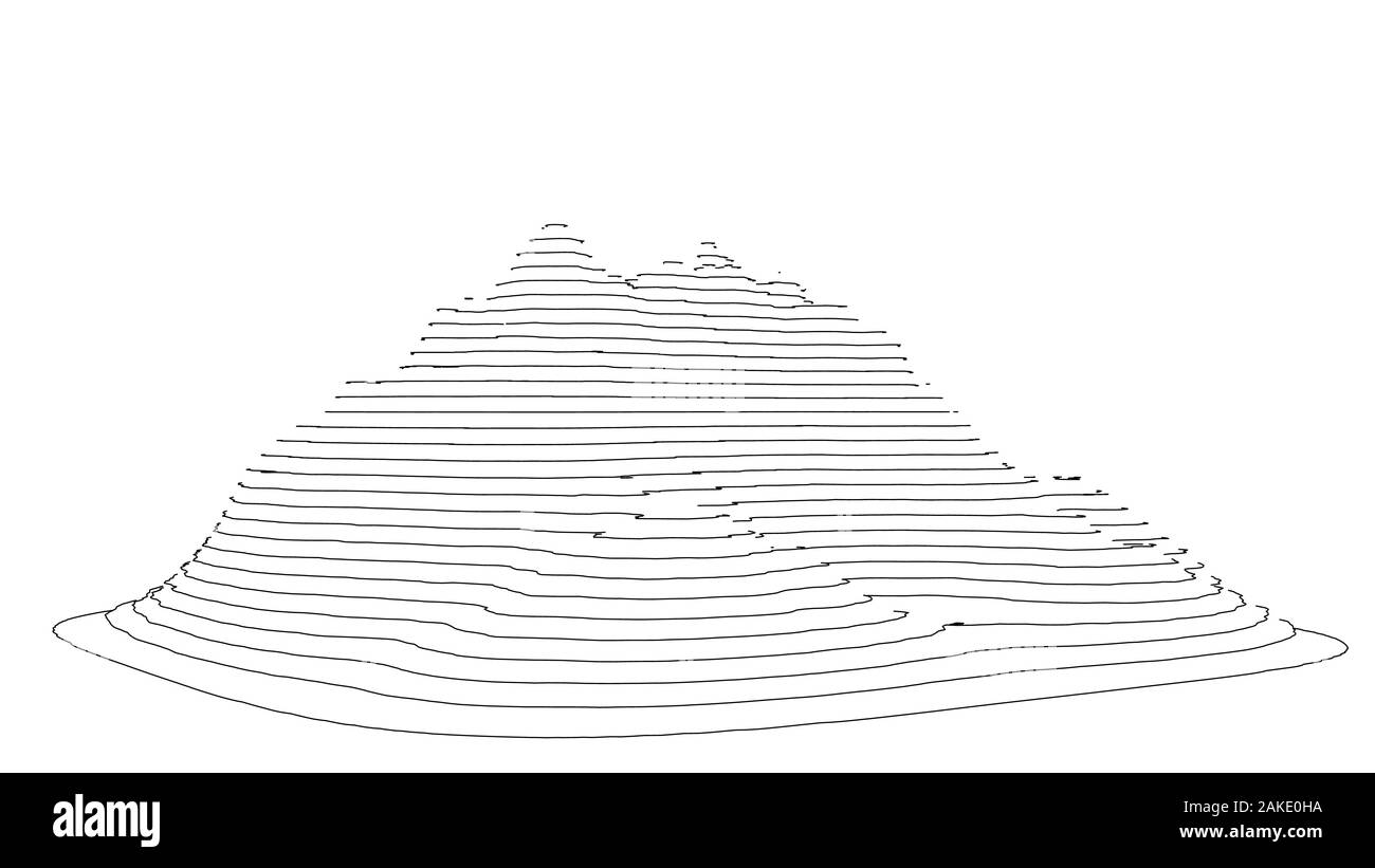 Curve lines in the shape of a part of a mountain range. Vector ...