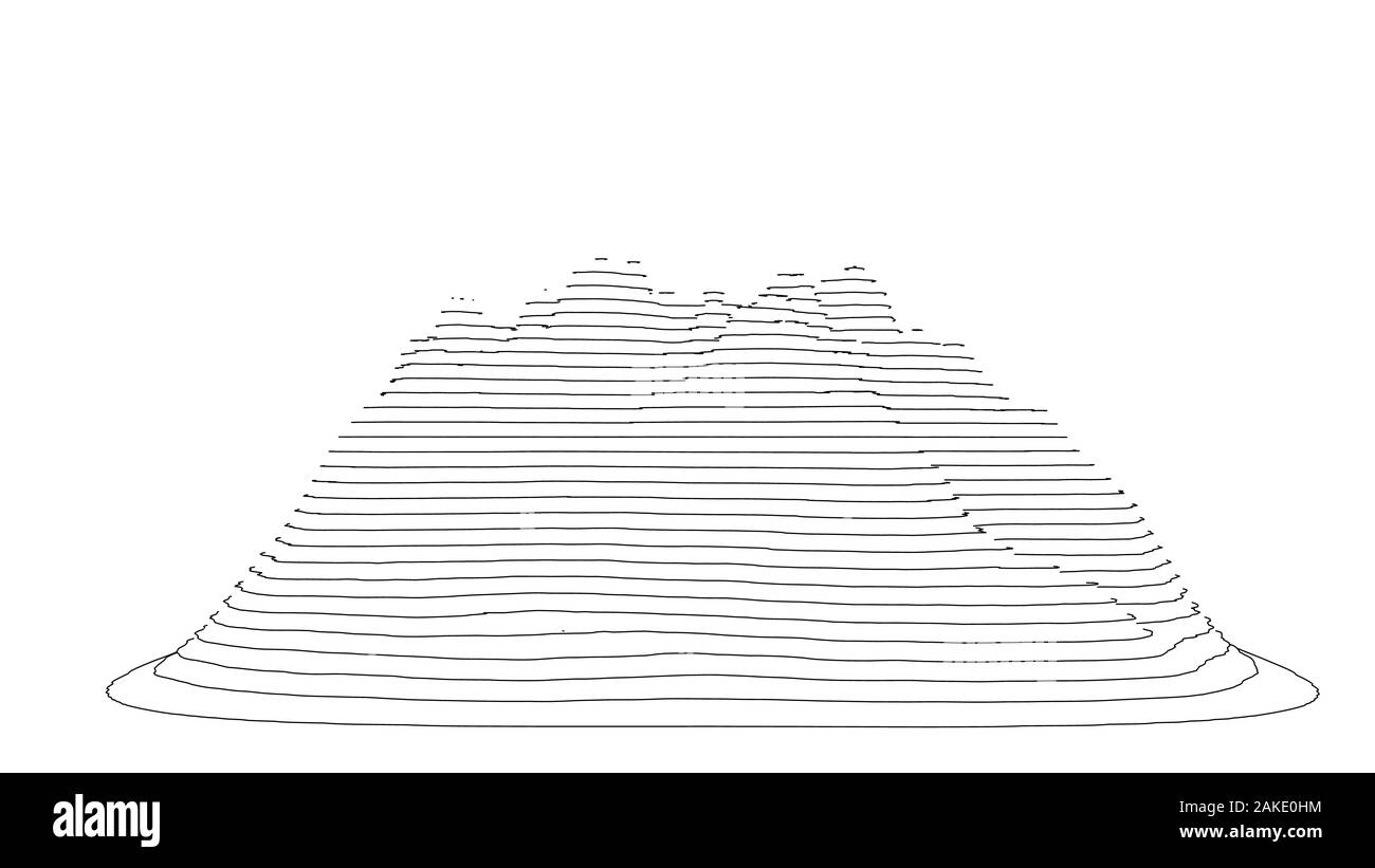 Curve lines in the shape of a part of a mountain range. Vector ...