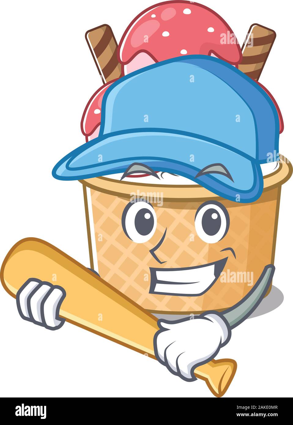 Sporty ice cream sundae cartoon character design with baseball Stock ...