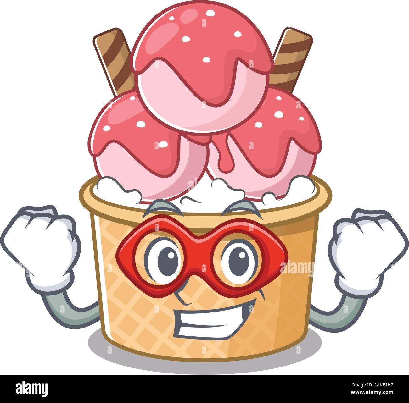 Smiley mascot of ice cream sundae dressed as a Super hero Stock Vector ...