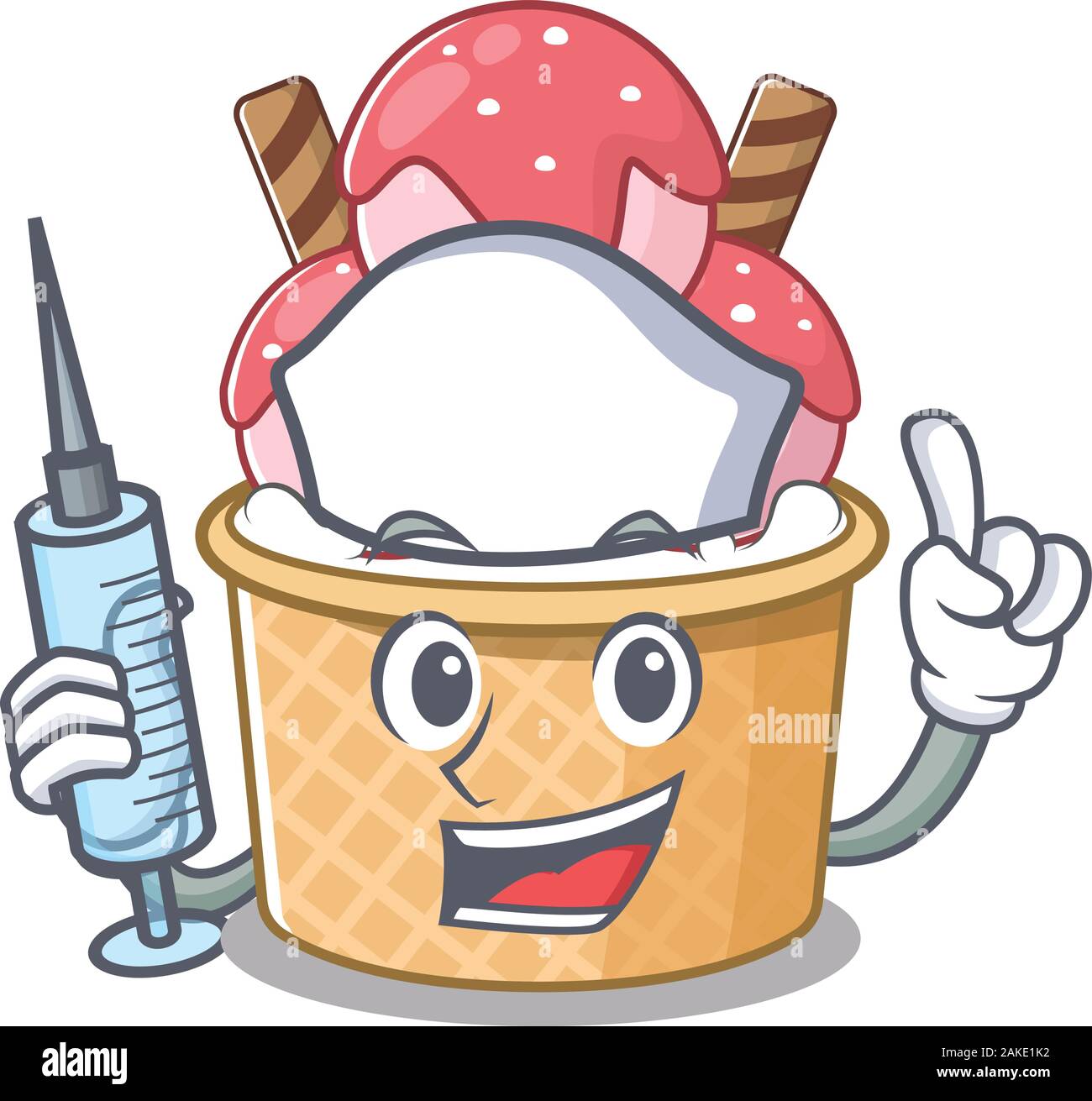 Smiley Nurse ice cream sundae cartoon character with a syringe Stock ...
