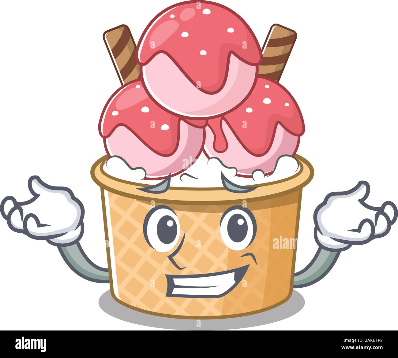 Super Funny Grinning ice cream sundae mascot cartoon style Stock Vector ...