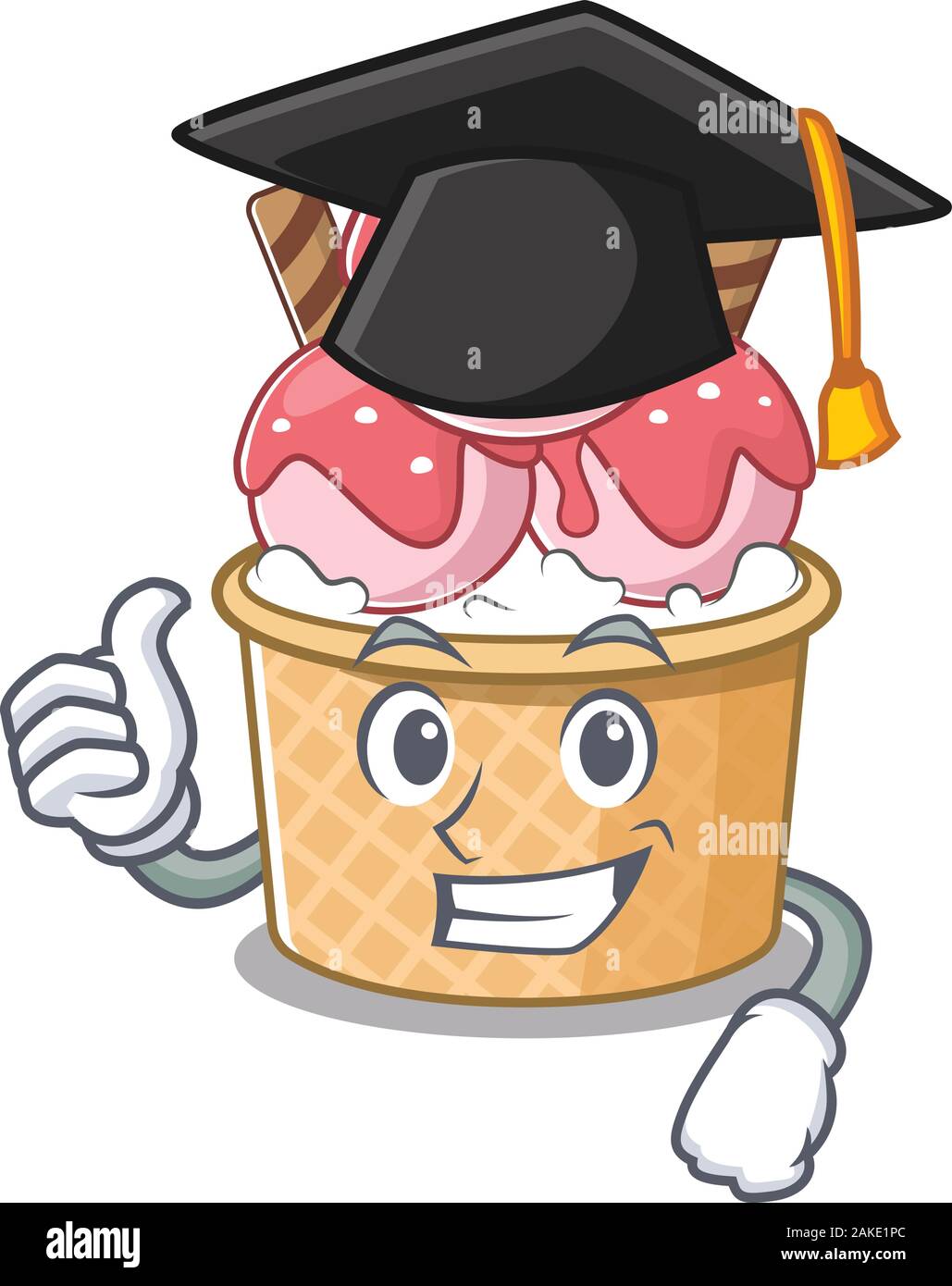 happy and proud of ice cream sundae wearing a black Graduation hat ...