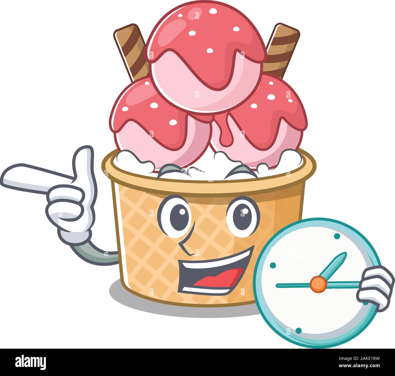 cartoon character style ice cream sundae having clock Stock Vector ...
