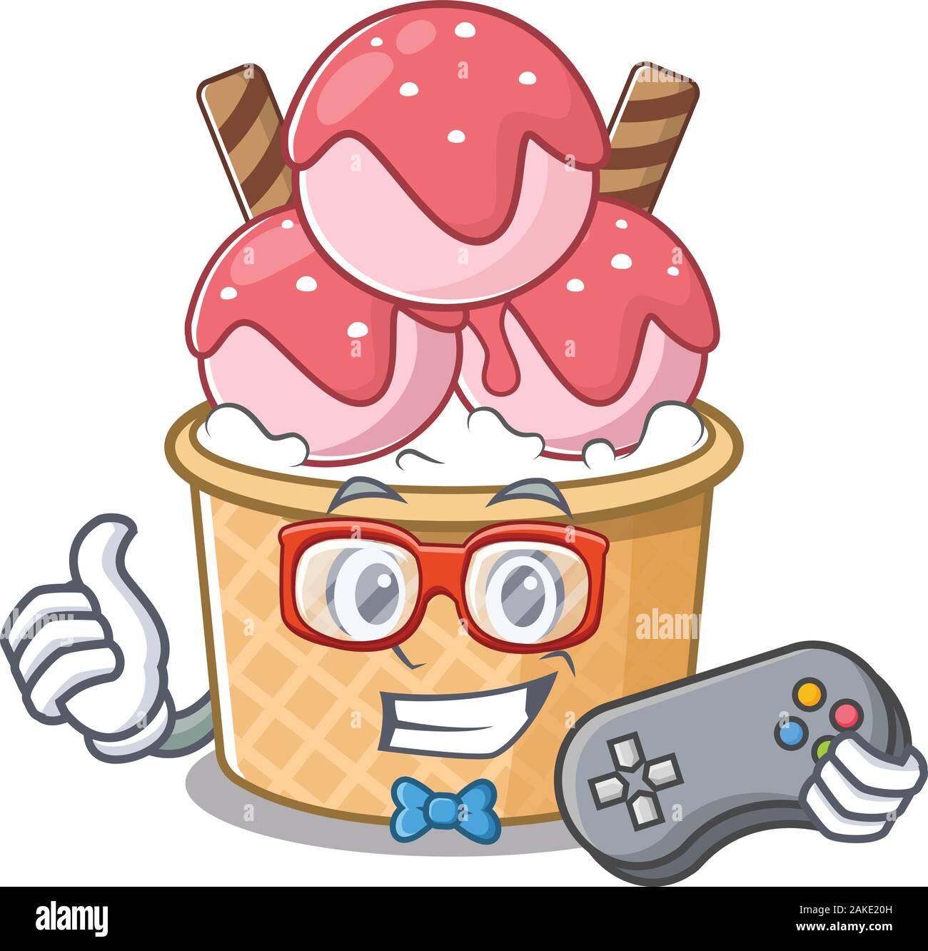 Smiley gamer ice cream sundae cartoon mascot style Stock Vector Image ...