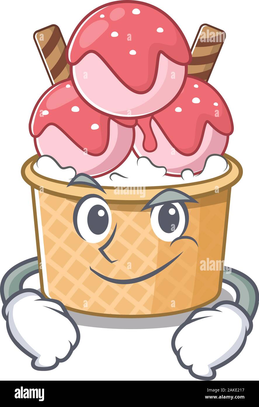Cool ice cream sundae mascot character with Smirking face Stock Vector ...