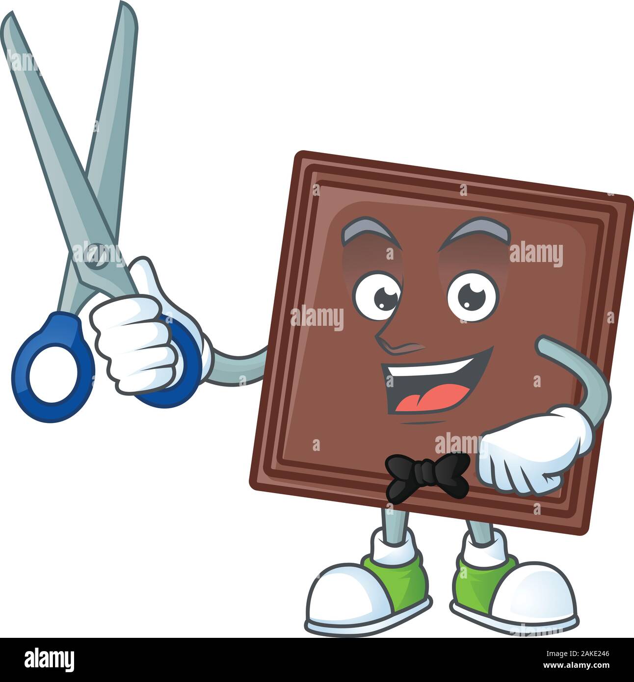 Cool friendly barber one bite chocolate bar cartoon character style ...