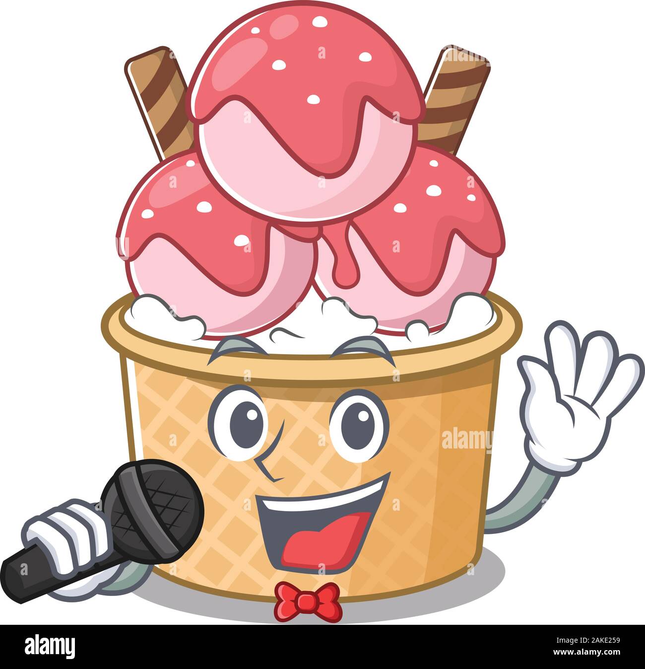 Happy ice cream sundae singing on a microphone Stock Vector Image & Art ...
