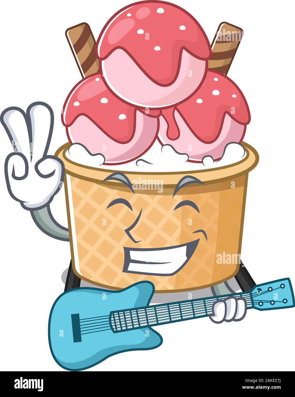 A mascot of ice cream sundae performance with guitar Stock Vector Image ...