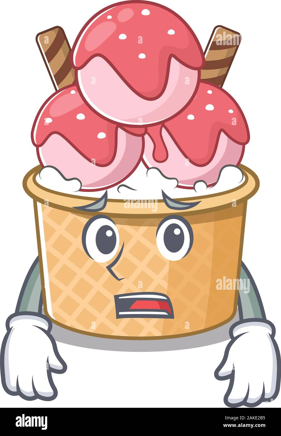 A picture of ice cream sundae showing afraid look face Stock Vector ...