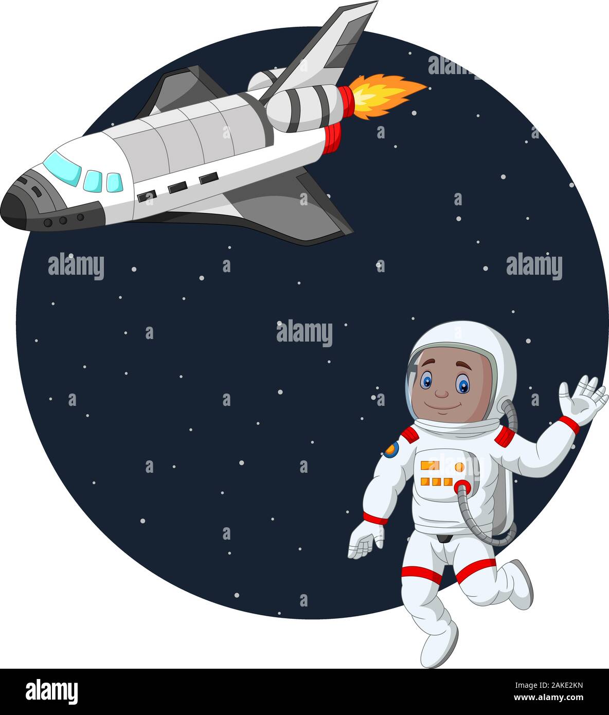 Cartoon Space Shuttle On Moon