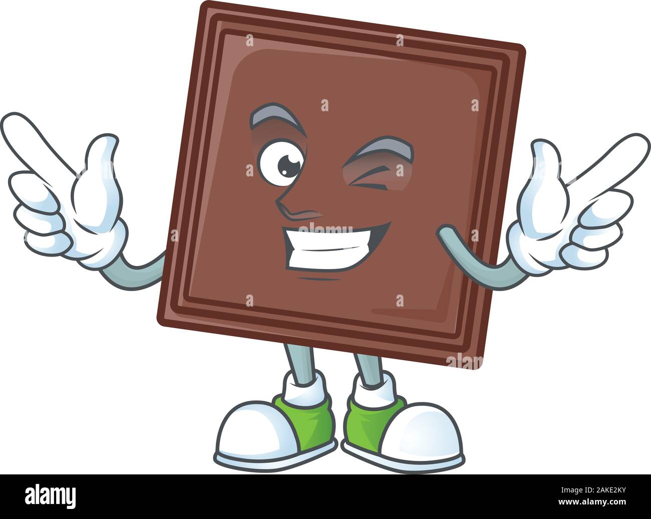 Funny face one bite chocolate bar cartoon character style with Wink eye ...