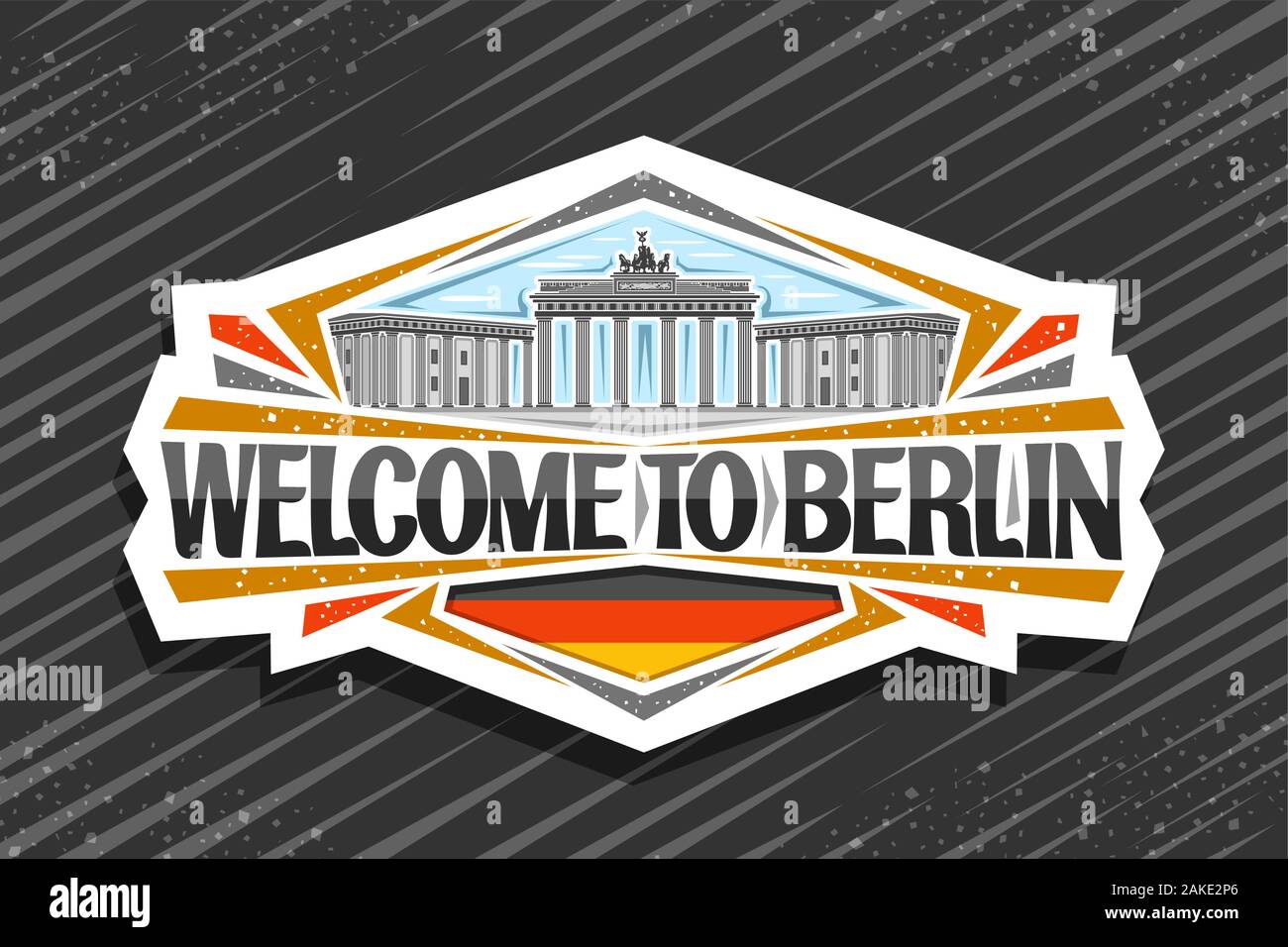 Vector logo for Berlin, decorative cut paper badge with illustration of ...