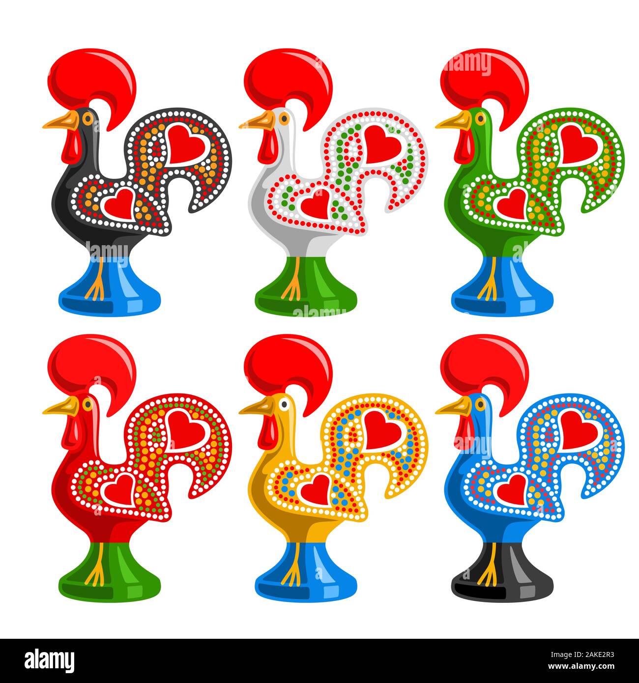 Vector set of Portuguese Roosters, traditional symbol of Portugal ...