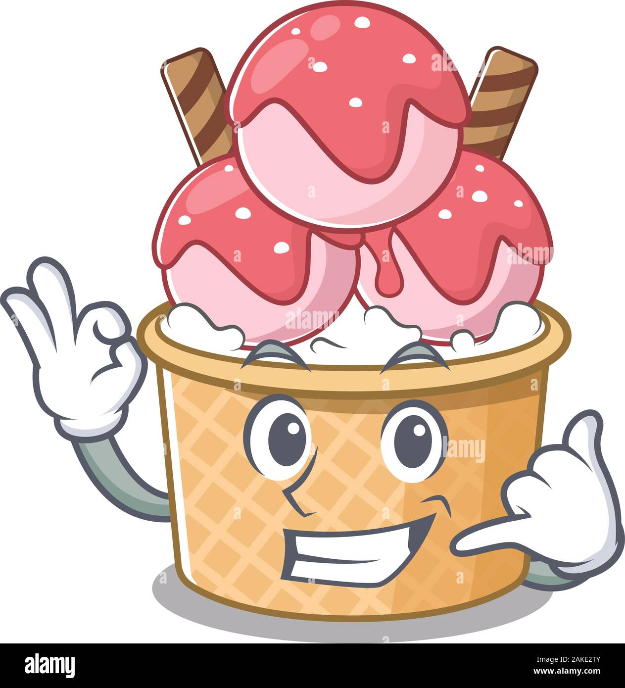 Call me funny ice cream sundae mascot picture style Stock Vector Image ...