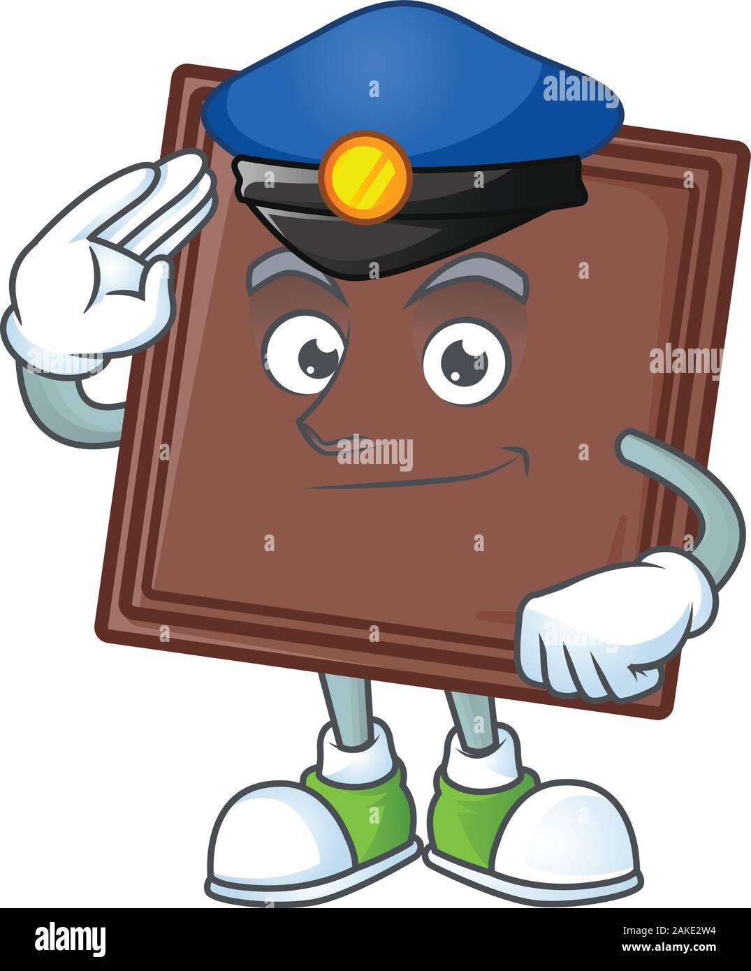 A character design of one bite chocolate bar in a Police officer ...