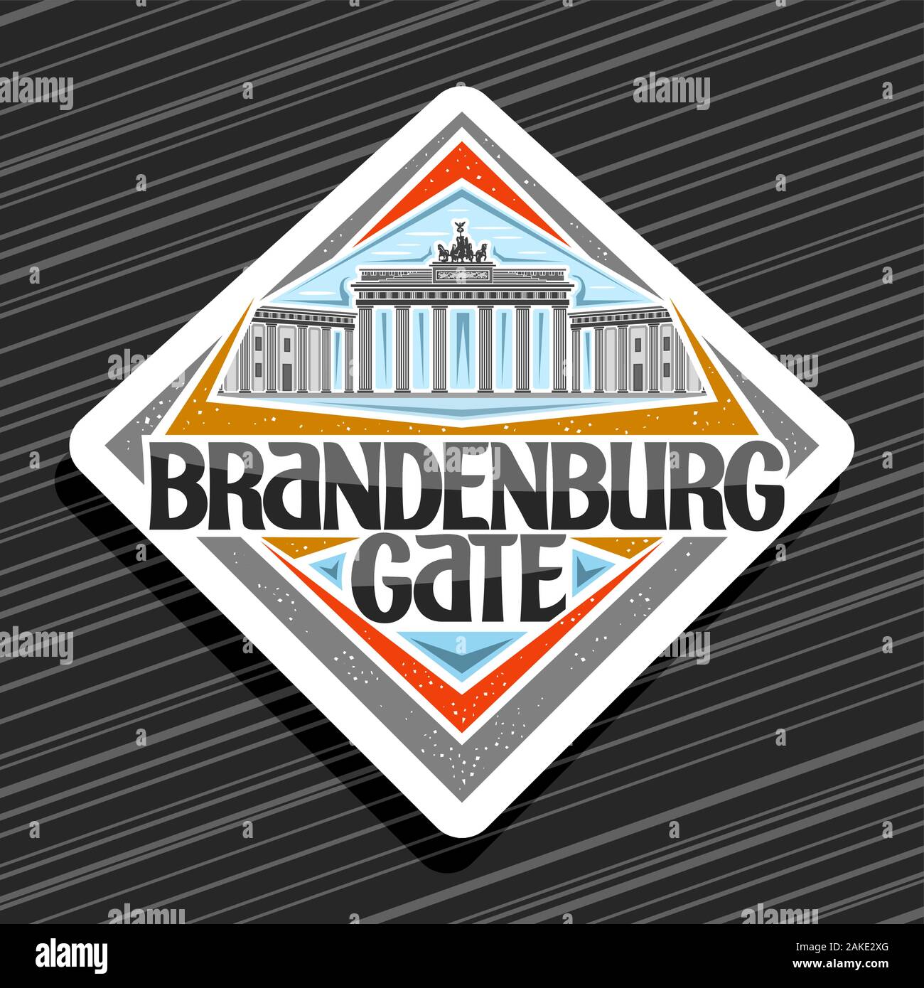 Vector logo for Brandenburg Gate, white rhombus badge with illustration ...
