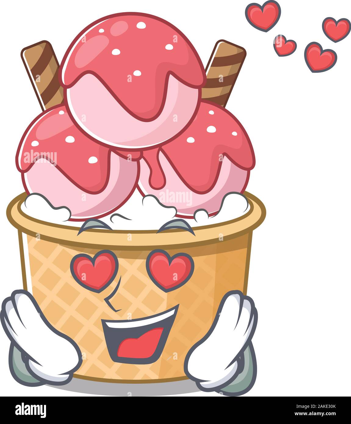falling in love cute ice cream sundae cartoon character design Stock ...