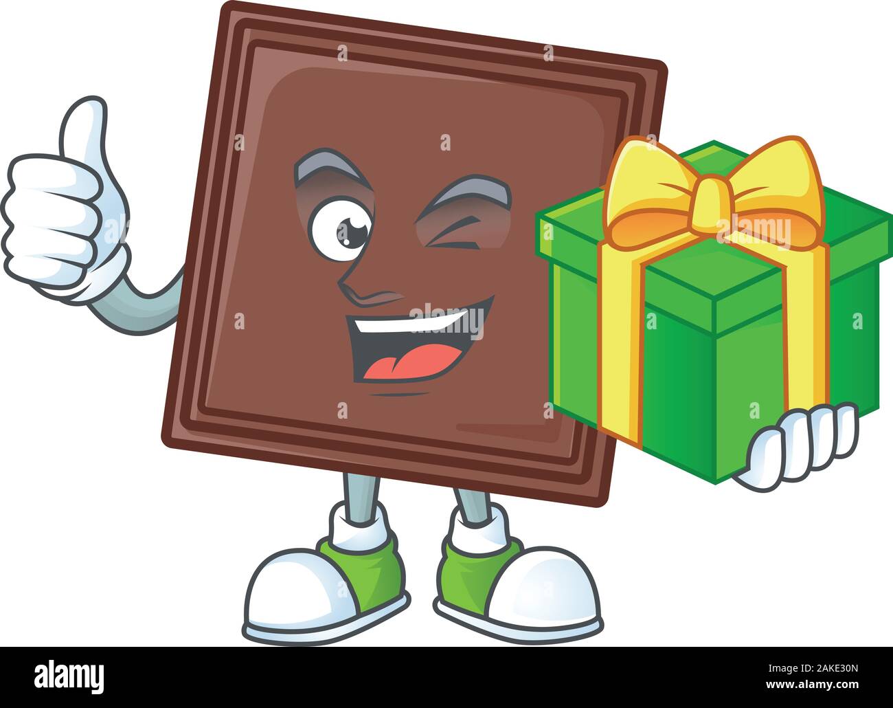 Smiley one bite chocolate bar character with gift box Stock Vector ...