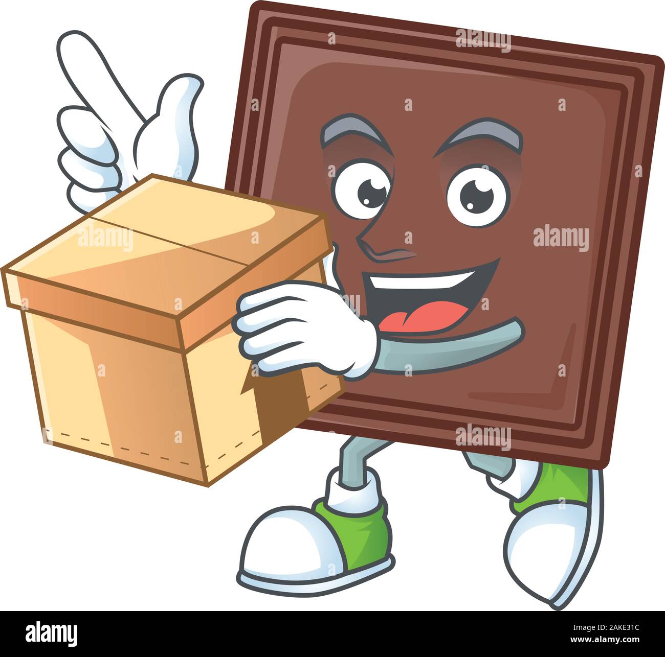 Cute one bite chocolate bar cartoon character having a box Stock Vector ...