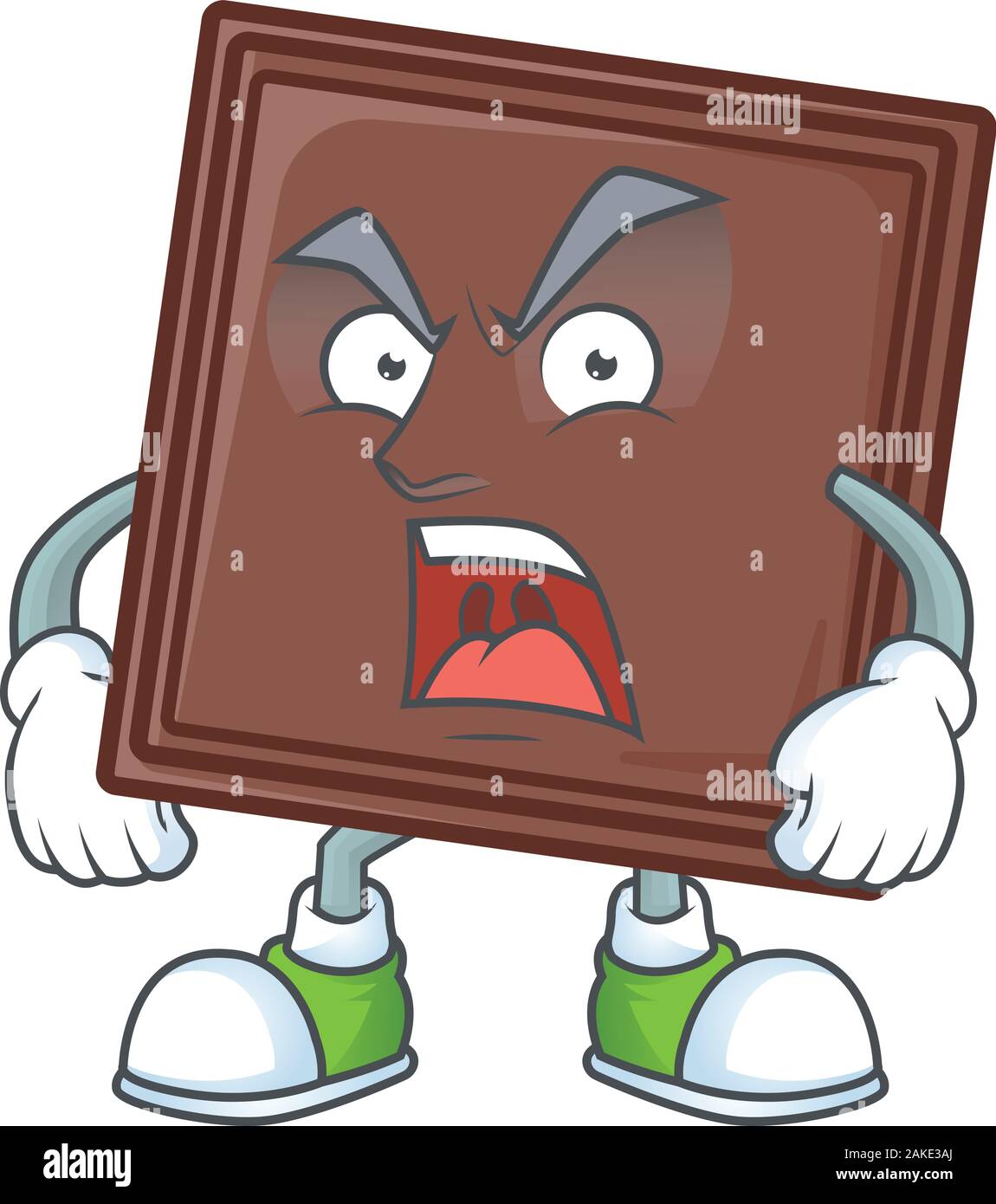 One bite chocolate bar cartoon character design having angry face Stock ...