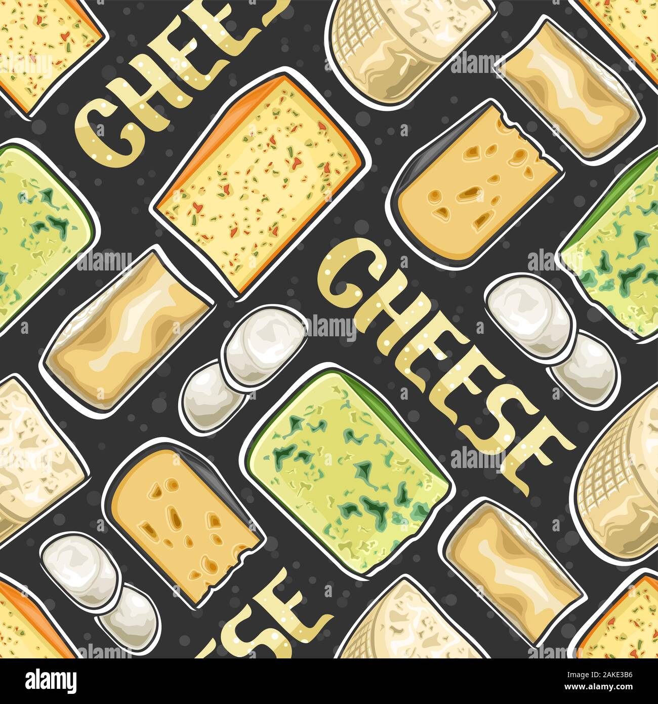 Vector Cheese Seamless Pattern, square repeat seamless ornament with ...