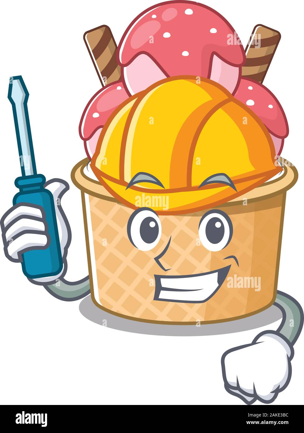 Cool automotive ice cream sundae in cartoon character style Stock ...