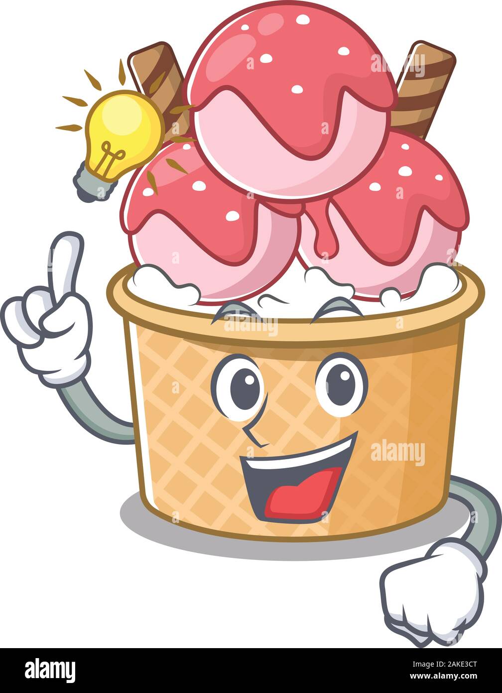 Have an idea gesture of ice cream sundae cartoon character design Stock ...