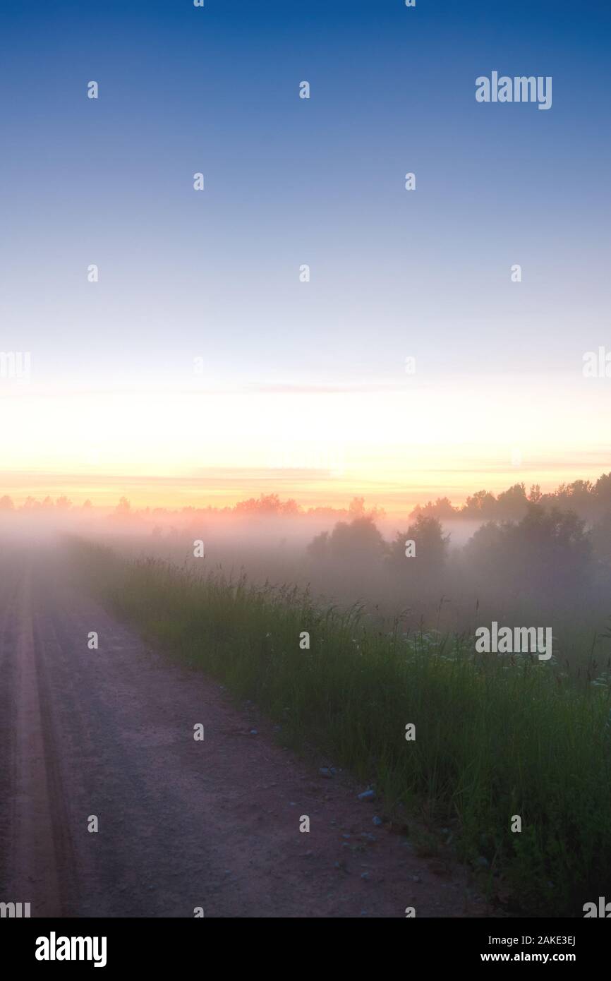 Beautiful morning sunrise landscape. Scenic Countryside landscape under ...