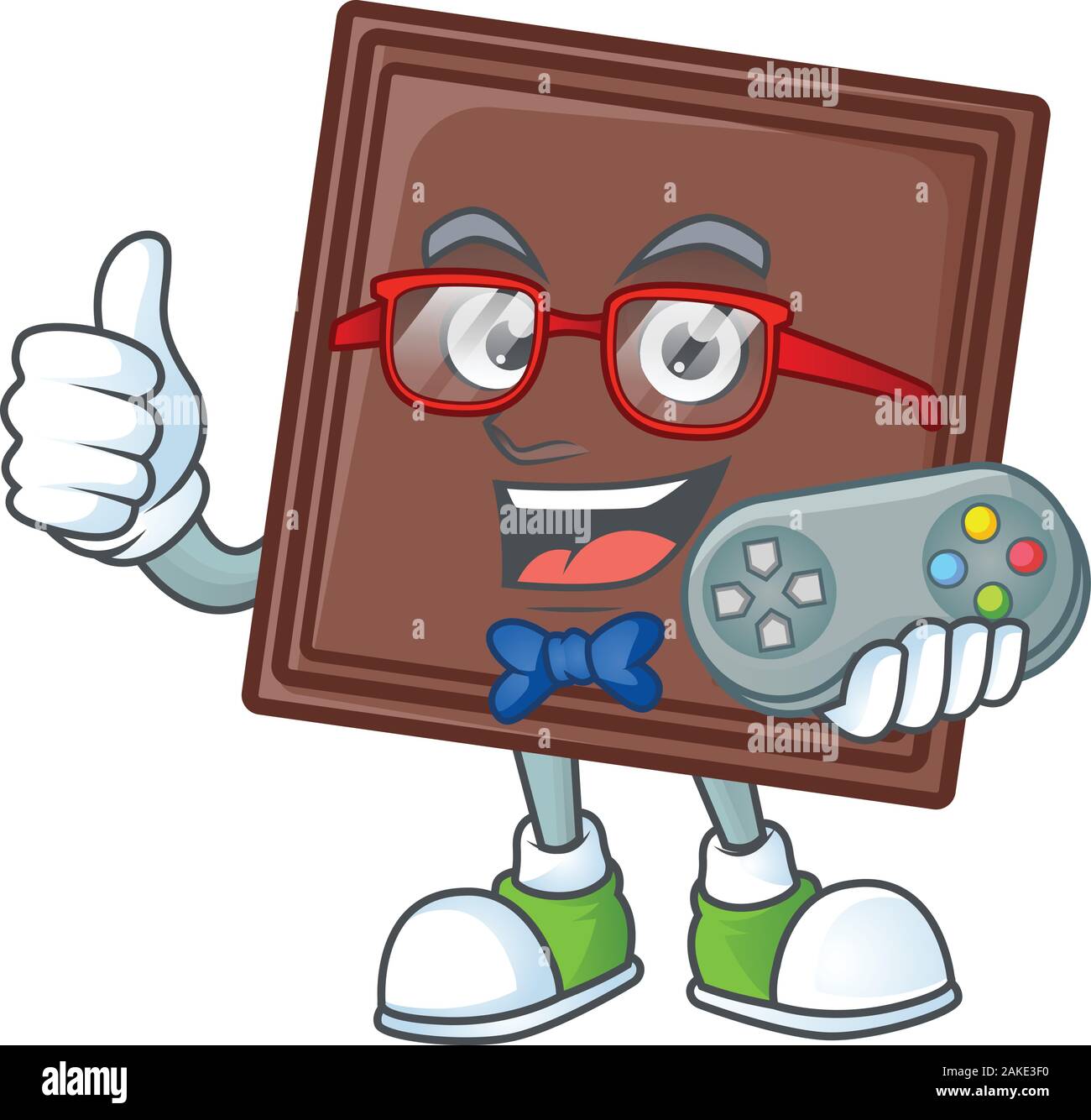 Smiley gamer one bite chocolate bar cartoon mascot style Stock Vector ...