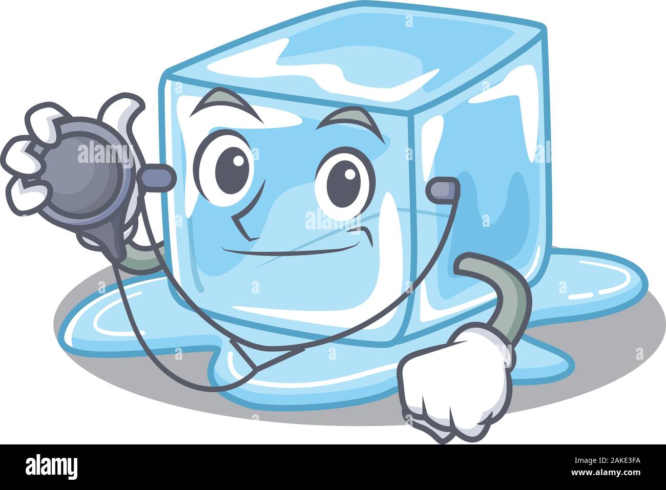 Smart and cool ice cube cartoon character in a Doctor with tools Stock ...