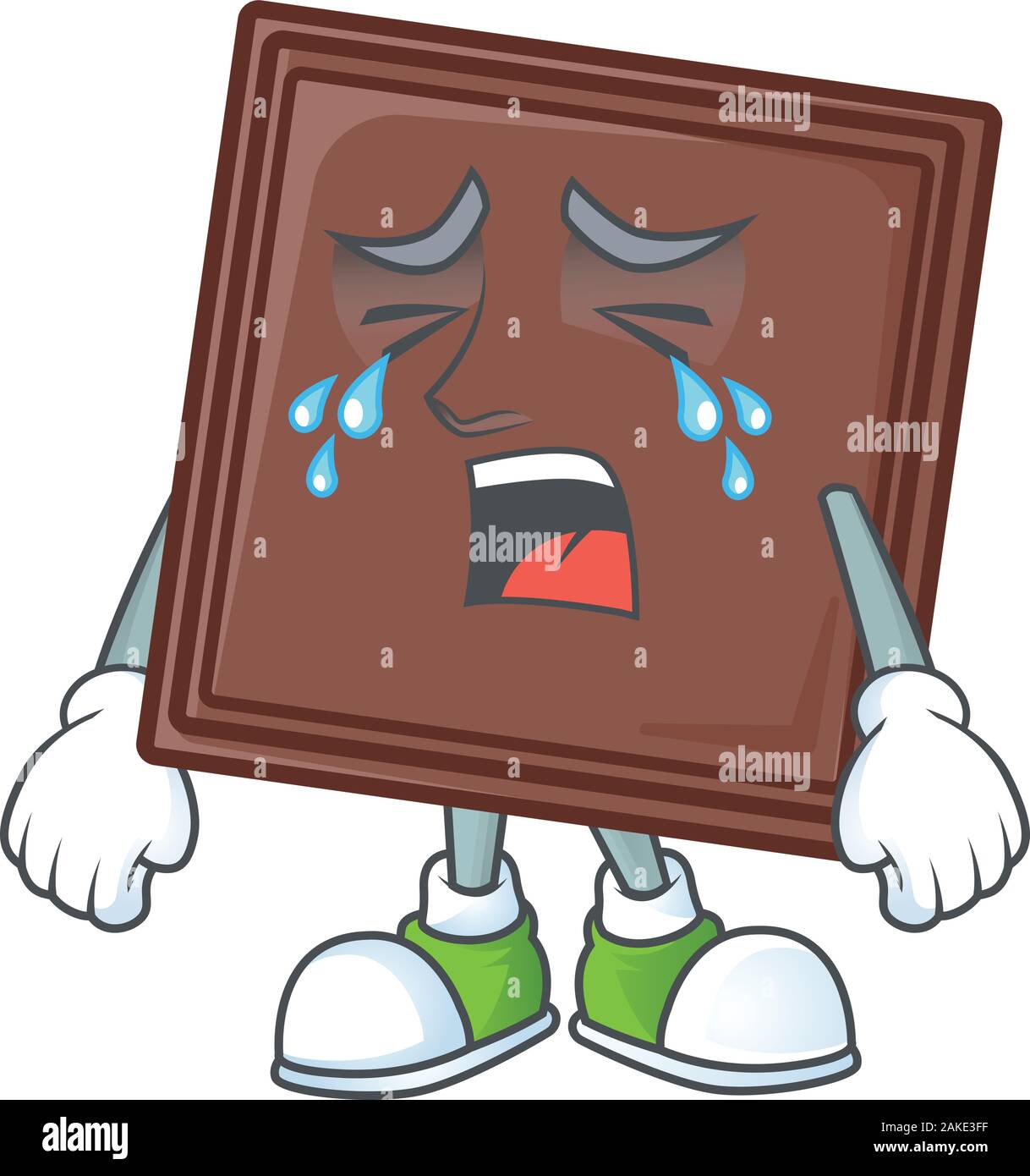 Sad of one bite chocolate bar cartoon mascot style Stock Vector Image ...