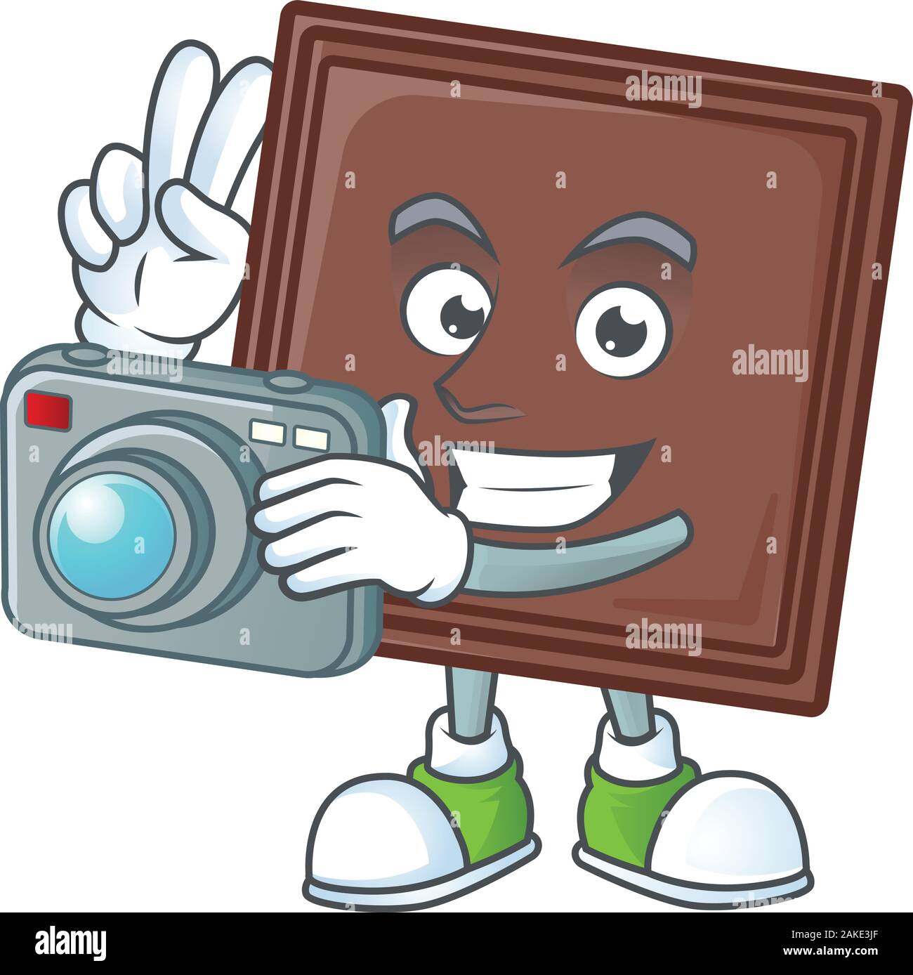 Cool Photographer one bite chocolate bar character with a camera Stock ...