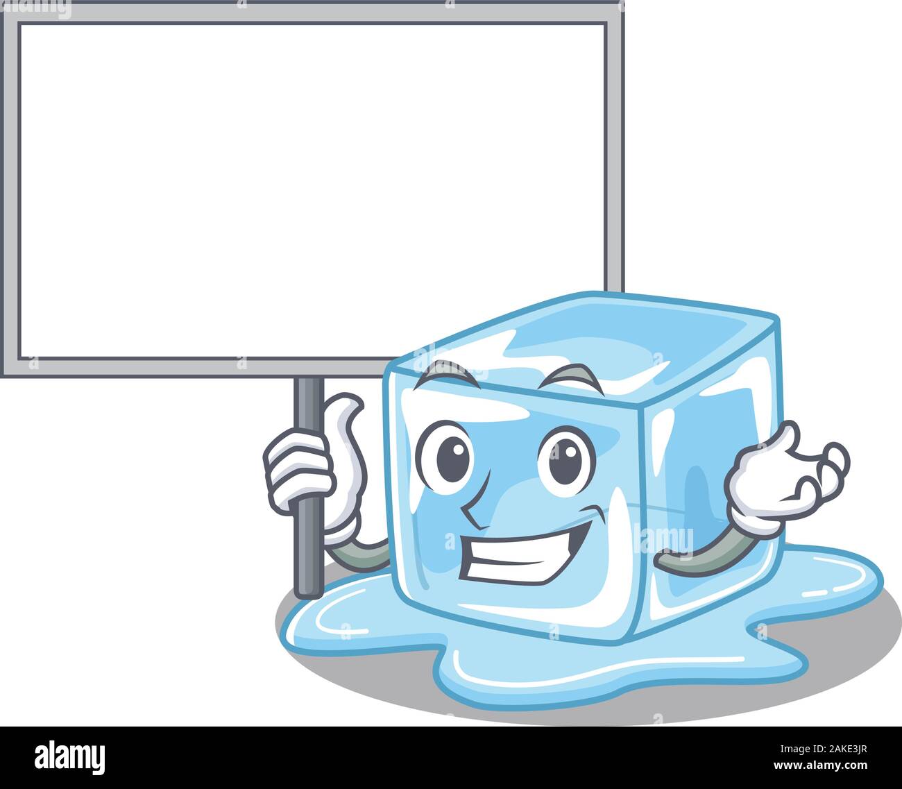 A cute picture of ice cube cute cartoon character bring a board Stock ...