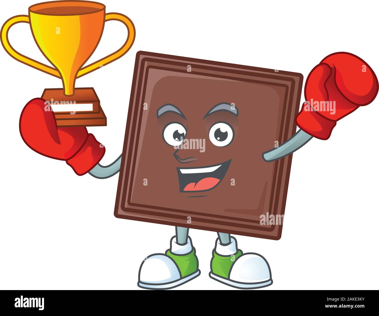 fantastic Boxing winner of one bite chocolate bar in mascot cartoon ...