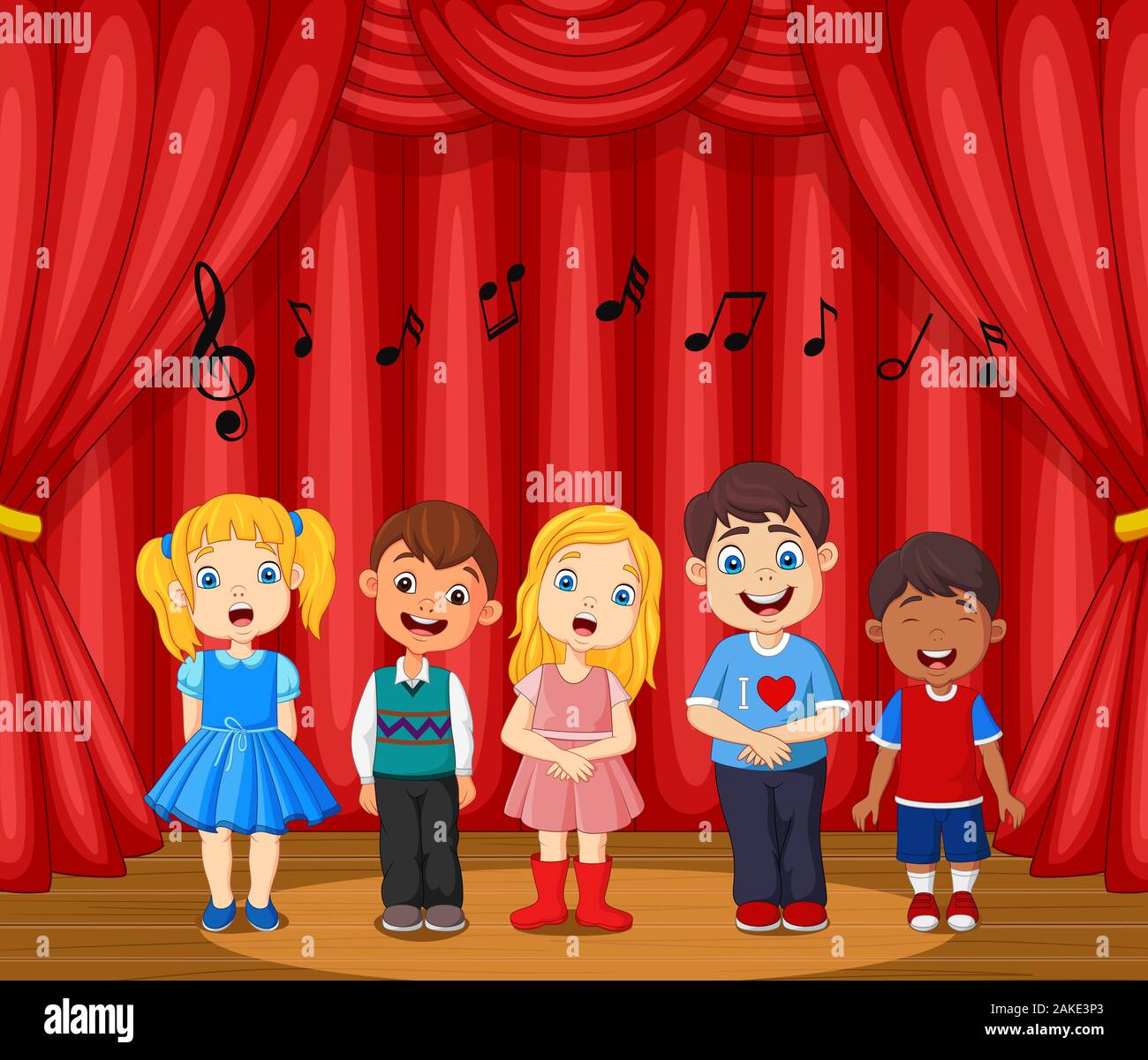 Children performing singing on the stage Stock Vector Image & Art - Alamy