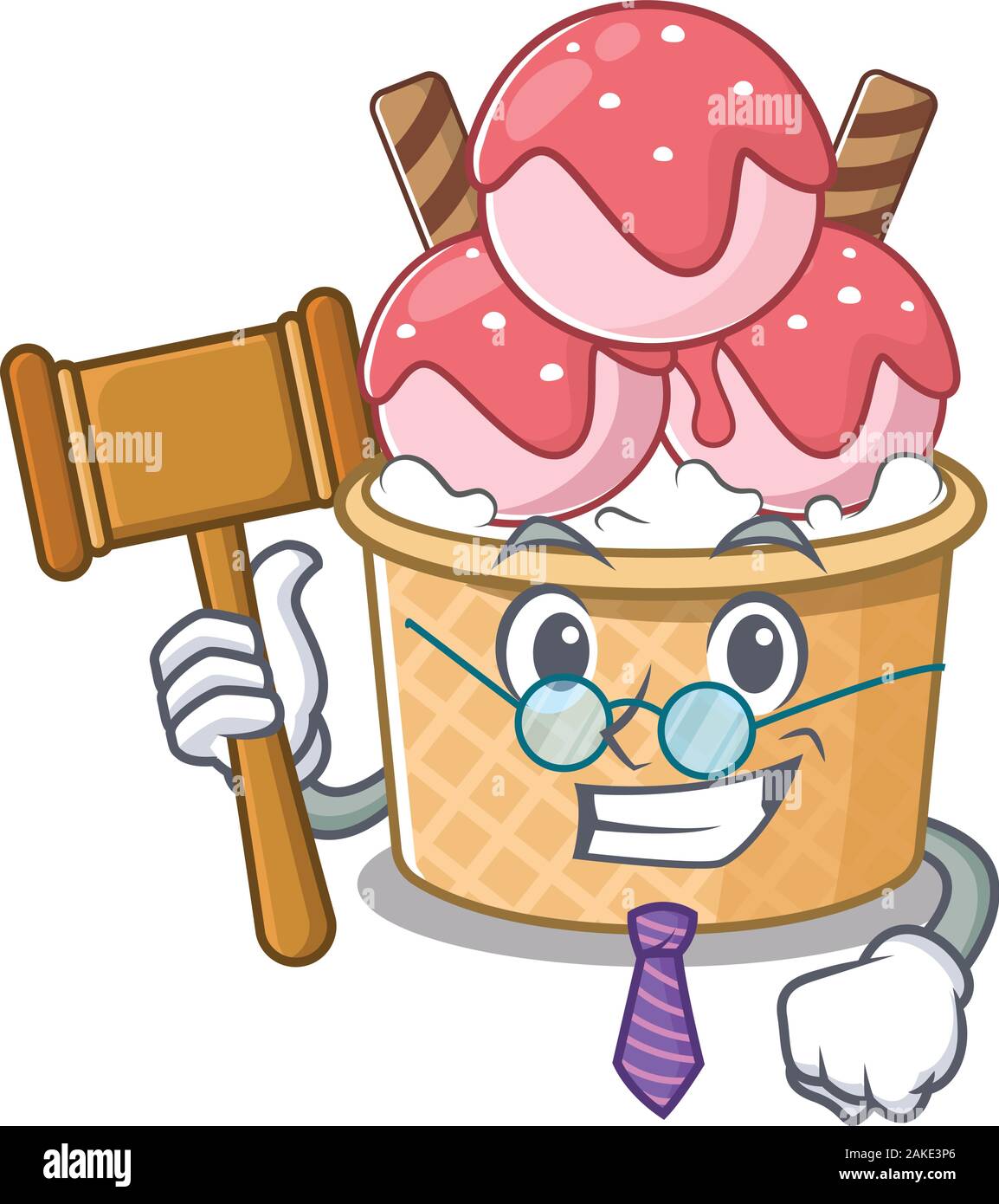 Smart Judge ice cream sundae in mascot cartoon character style Stock ...