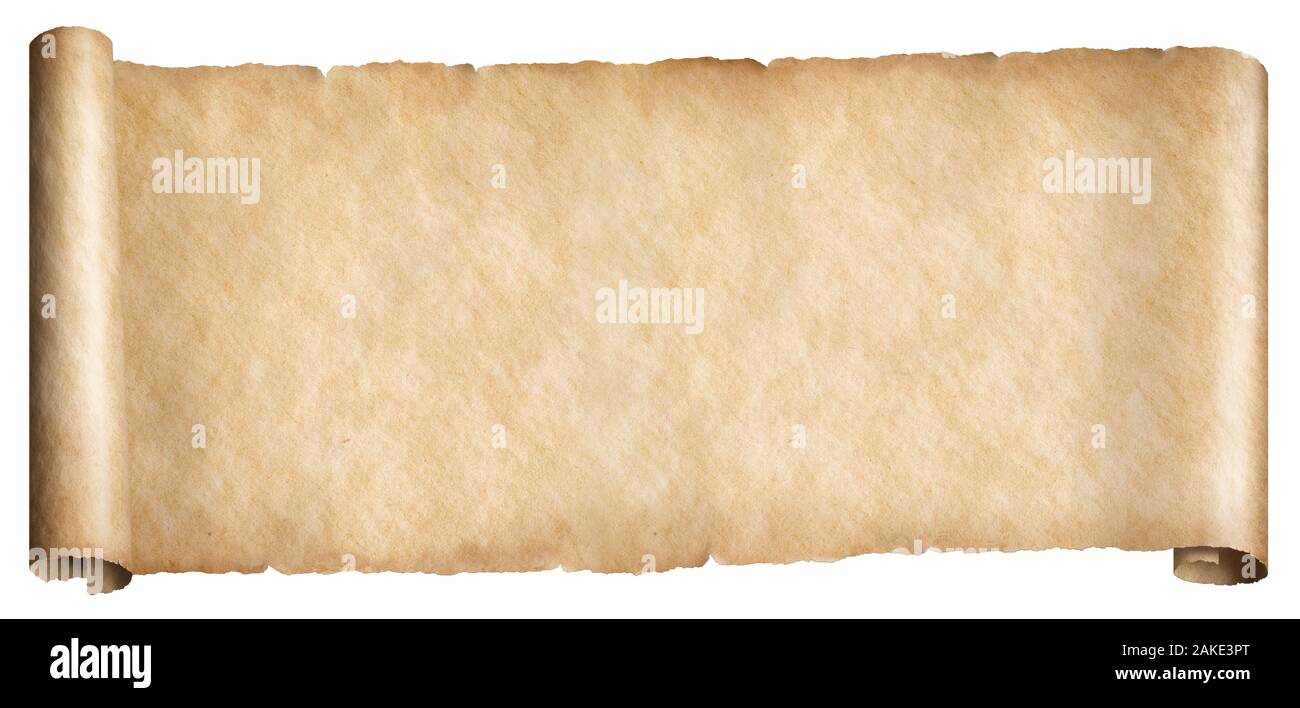 Horizontal narrow old paper fantasy style scroll isolated Stock Photo ...