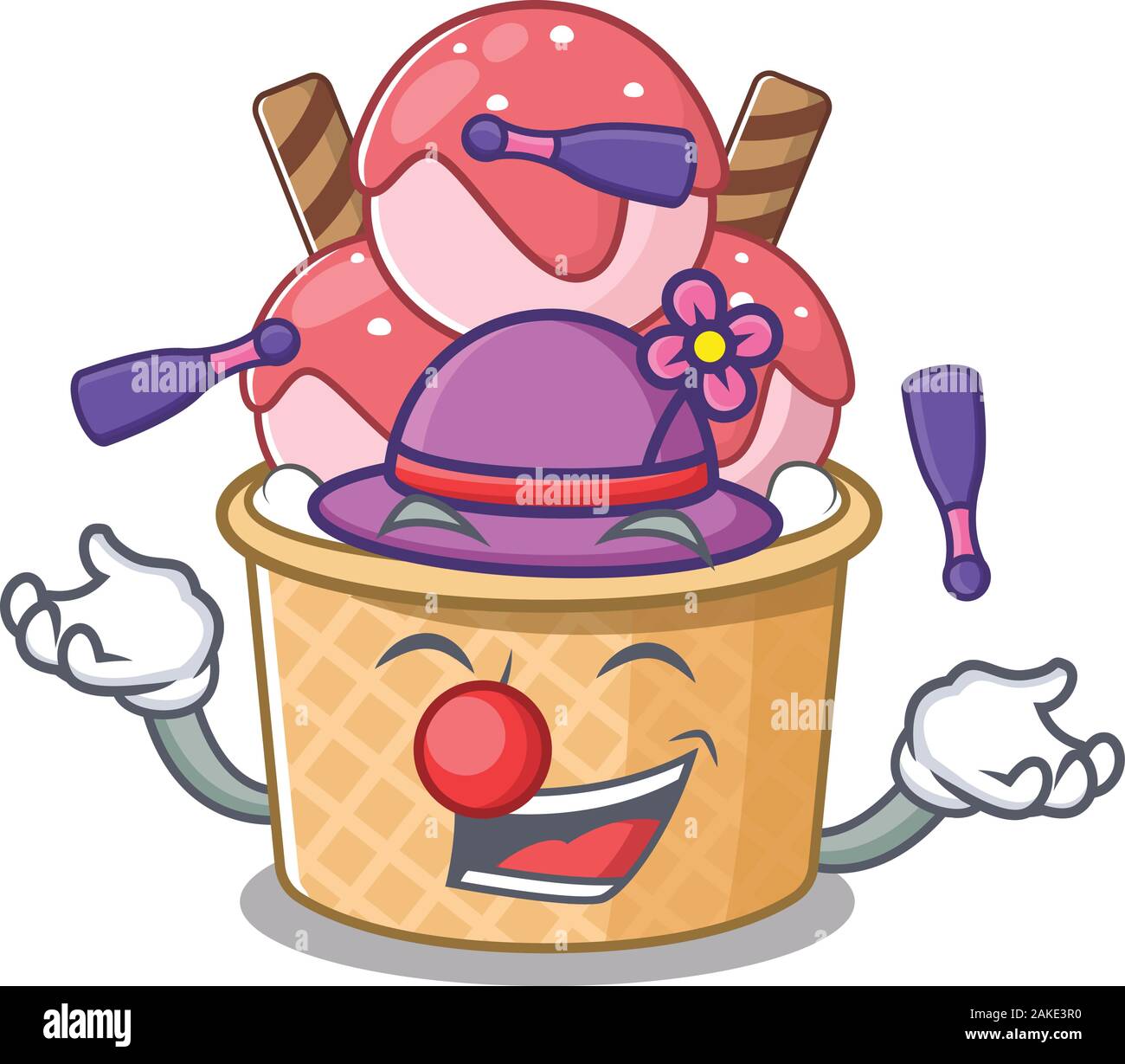 Smart ice cream sundae cartoon character design playing Juggling Stock ...