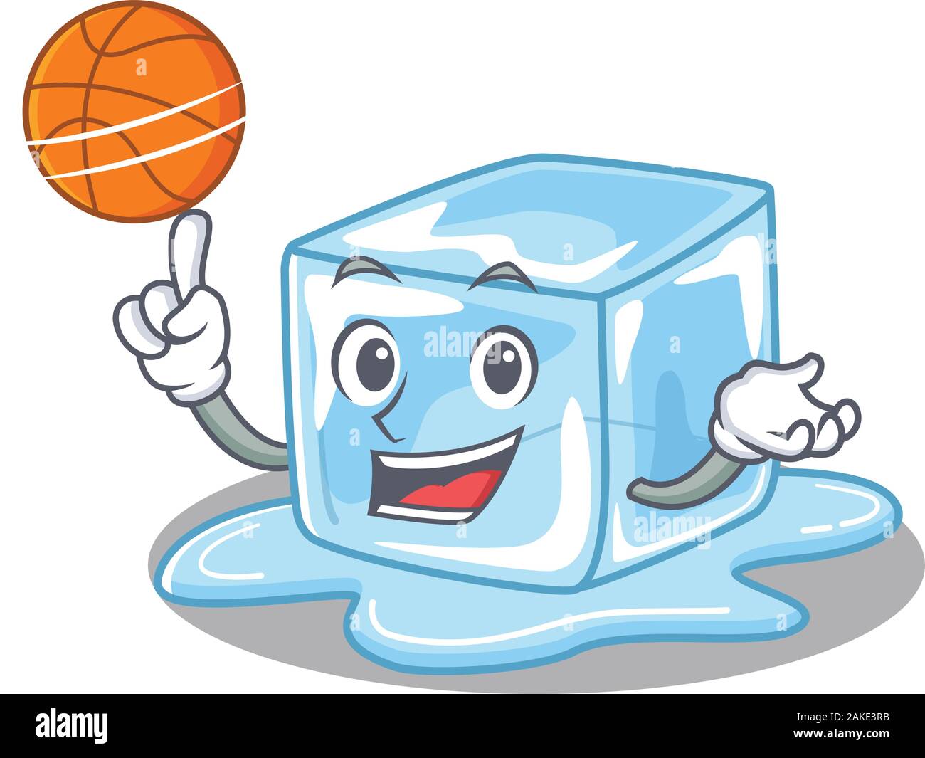 A mascot picture of ice cube cartoon character playing basketball Stock ...