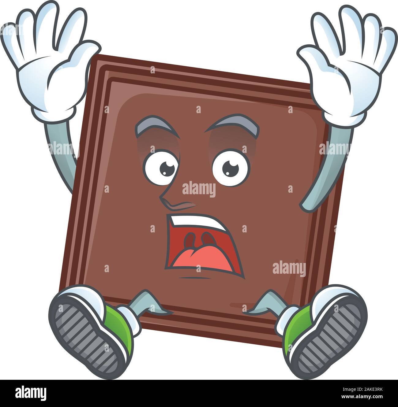 An icon character of one bite chocolate bar style with shocking gesture ...