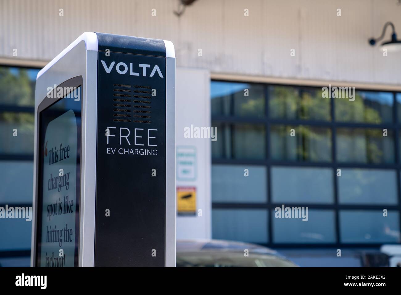 Volta car charging network station offering free ev charging Stock Photo - Alamy