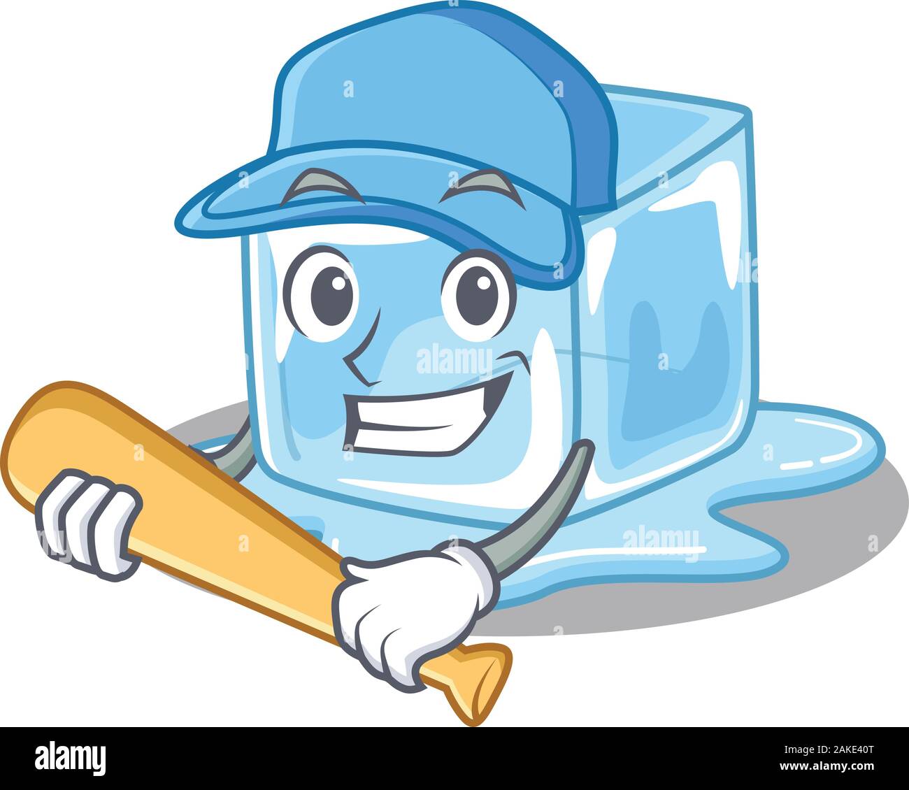 Sporty ice cube cartoon character design with baseball Stock Vector ...