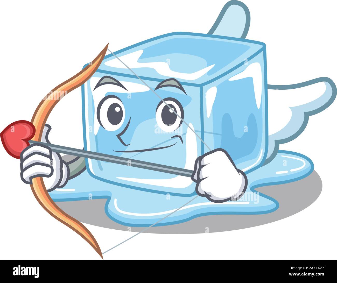 Romantic ice cube Cupid cartoon character with arrow and wings Stock ...