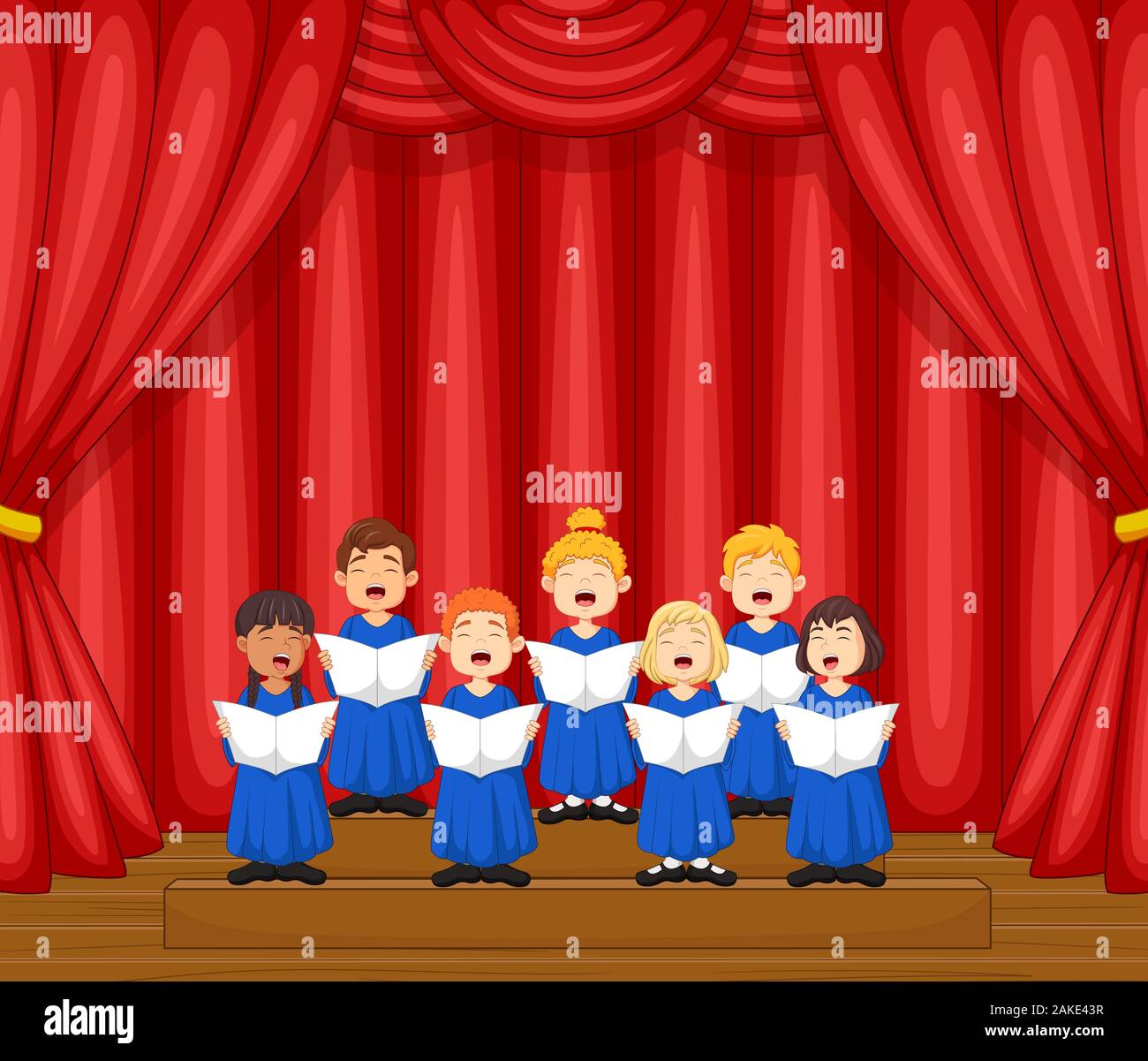 Choir children singing a song on the stage Stock Vector Image & Art - Alamy