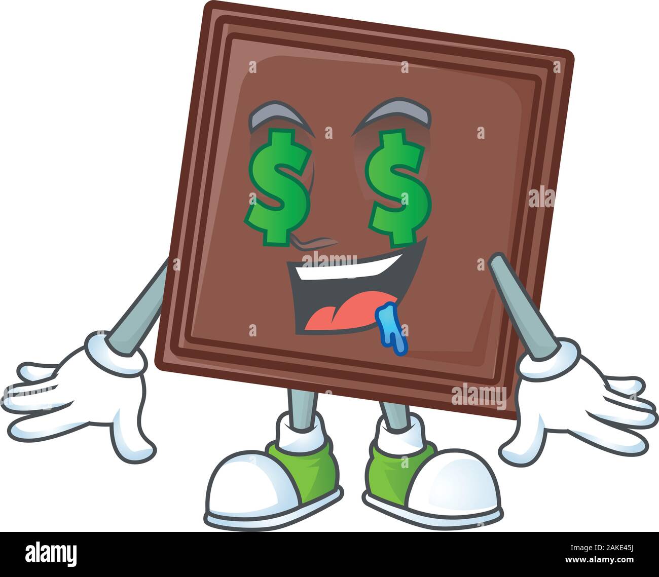 Happy rich one bite chocolate bar with Money eye cartoon character ...