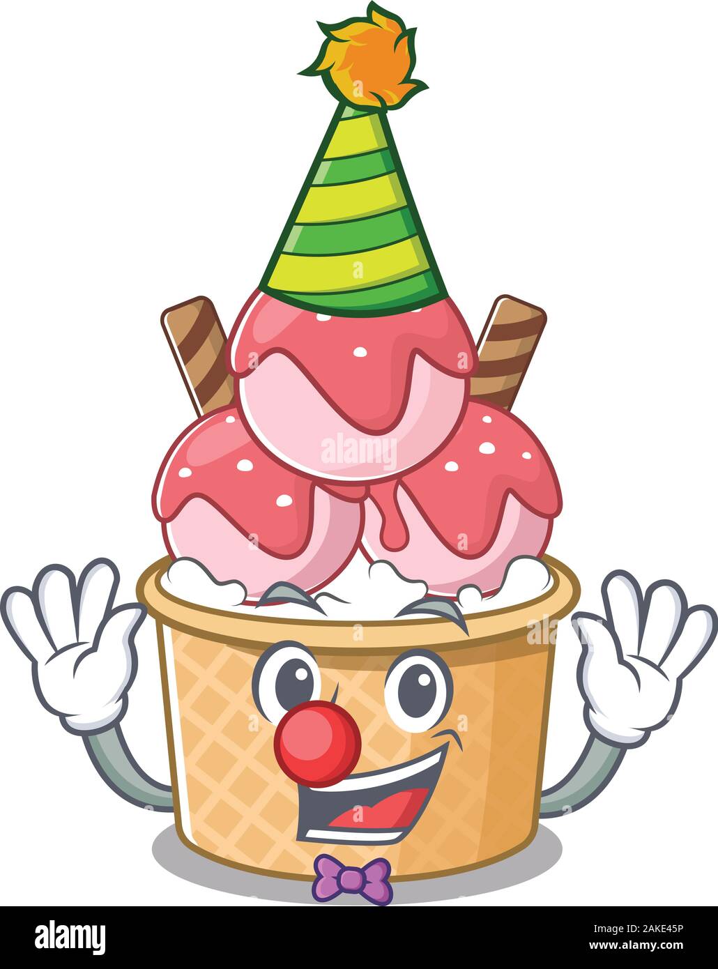 Funny Clown ice cream sundae cartoon character mascot design Stock ...